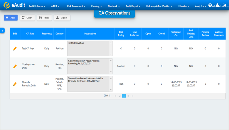 E Audit – RR System