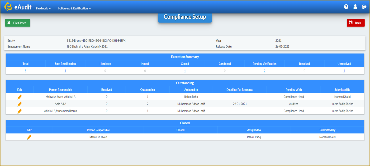 E Audit – RR System